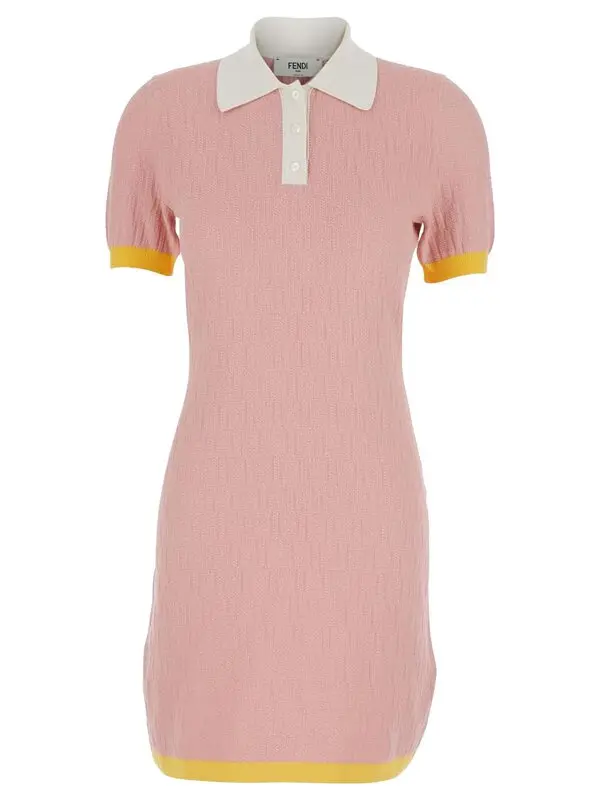 Fendi Cotton And Silk Blend Classic Collar Dress - Multicolor