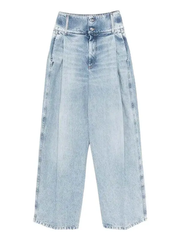 Sportmax Pleated Wide Leg Jeans - Blue