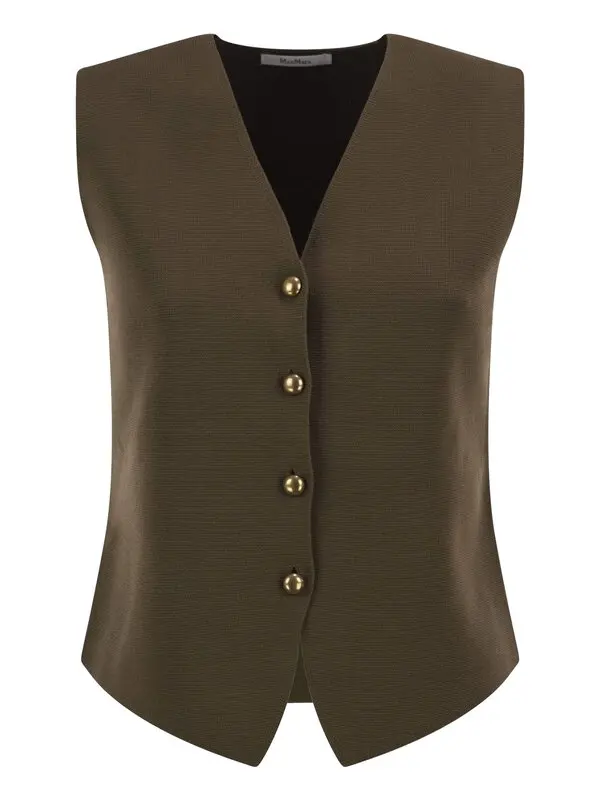 Max Mara Viscose Knit Waistcoat With Gold-tone Buttons - Yellow