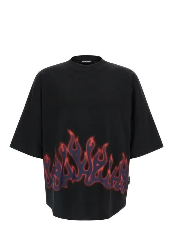 Palm Angels Flames' T-shirt - Black