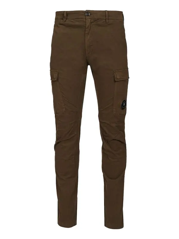 C.P. COMPANY Cargo Trousers Made Of Stretch Cotton Satin - Green