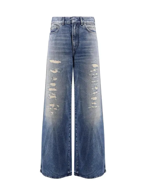 Dior Flared Jeans With Destroyed Effect - Multicolor