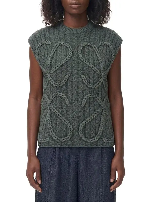 Loewe Wool Sweater With Crochet Details - Brown