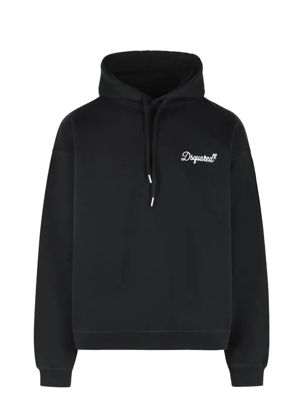 Dsquared2 Cotton Hooded Sweatshirt - Black