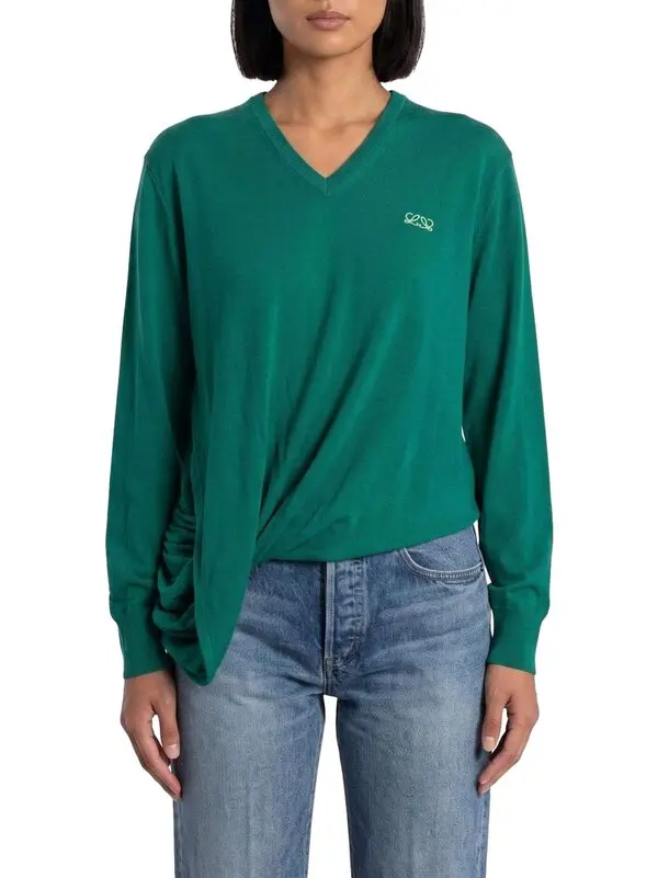 Loewe Draped Wool Blend Sweater - Green