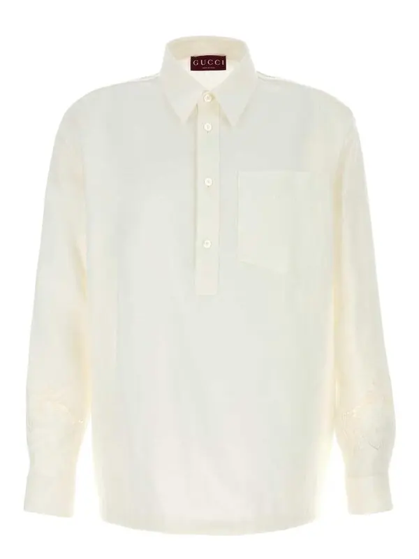 Gucci Linen Polo Shirt - White