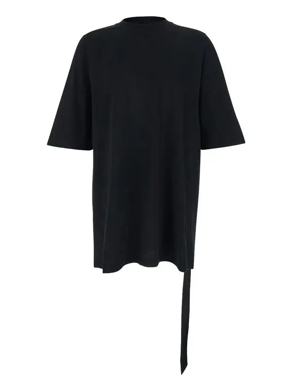 Rick Owens Cotton Crew Neck T-shirt With Raised Collar - Black