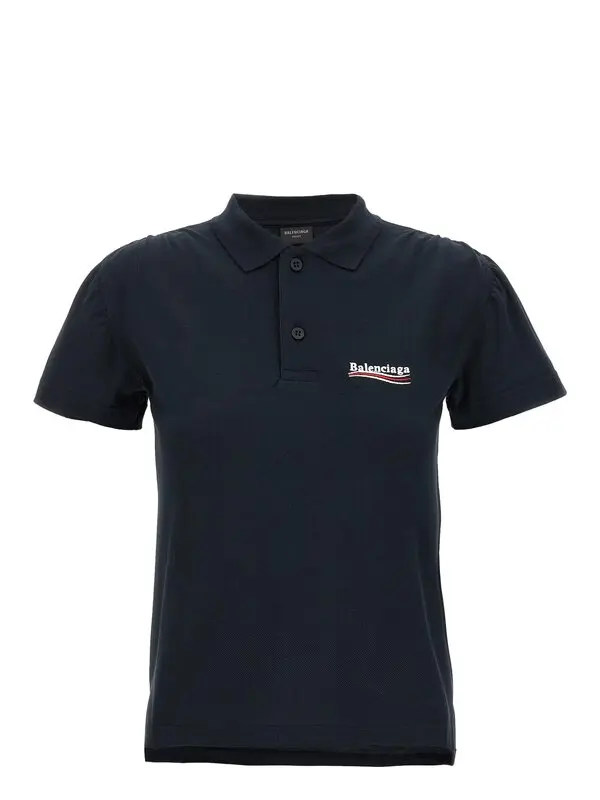 Balenciaga Logo Embroidery Polo Shirt - Blue