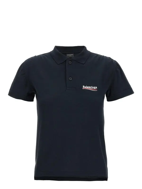 Balenciaga Logo Embroidery Polo Shirt - Blue