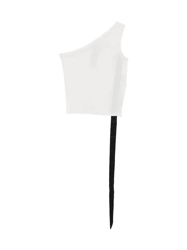Rick Owens Ziggy One-shoulder Top With Ribbon - White