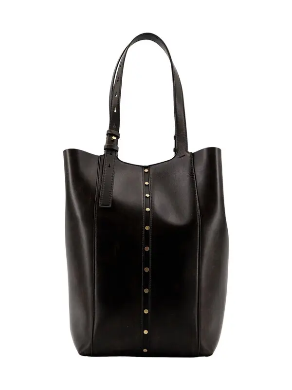 GOLDEN GOOSE Shopping 24.7 Vintage Leather Shoulder Bag - Black