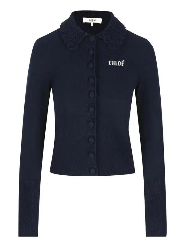 Chloé Wool Button Detailed Cardigan - Blue