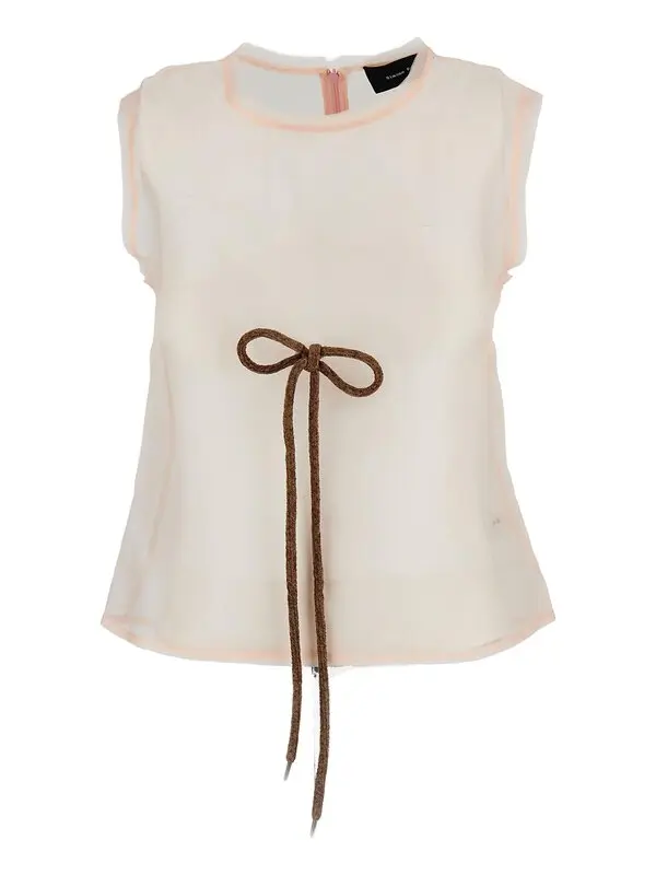 Simone Rocha Sheer Frayed Contour Dart Top - Multicolor