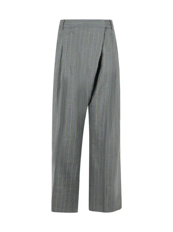 GANNI Wool Blend Trousers - Gray