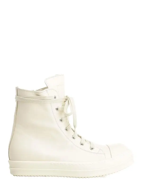 Rick Owens Calf Leather High Top Sneakers - White