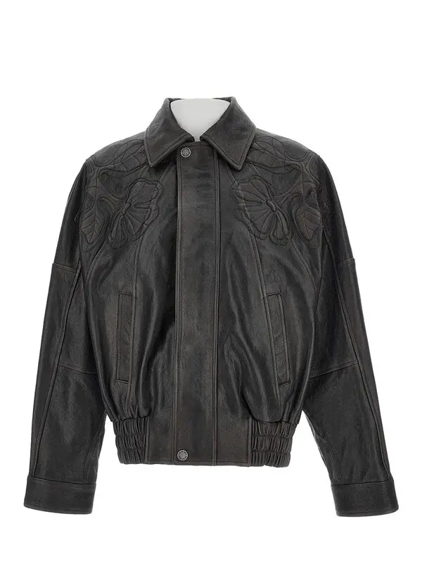 GOLDEN GOOSE Nappa Leather Jacket With Embroidery - Multicolor