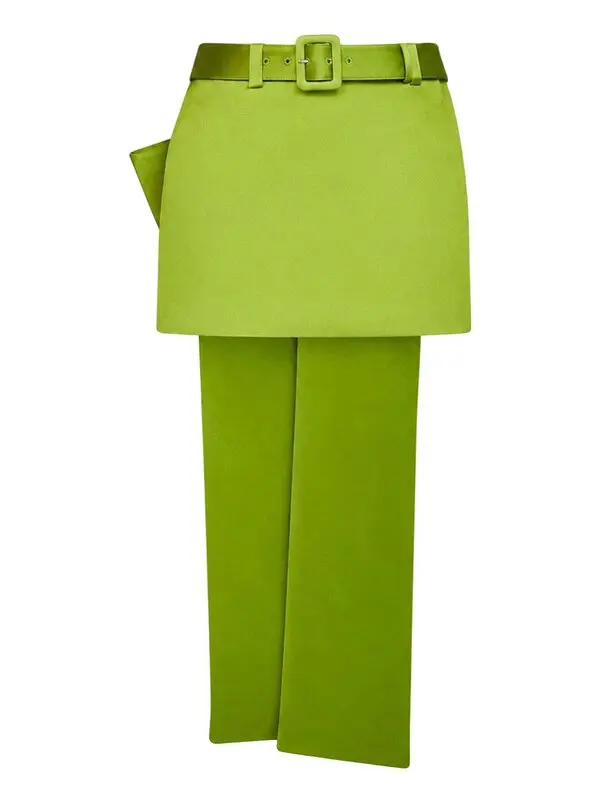 SELF-PORTRAIT Satin Belted Mini Skirt With Bow - Multicolor