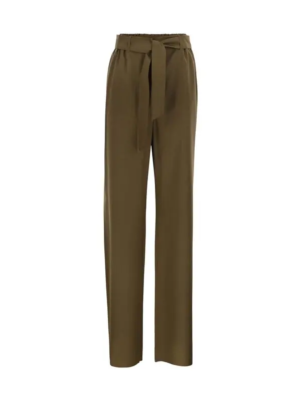 Max Mara Mxmeditto Fluid Tailored Trousers In Pure Virgin Wool - Yellow