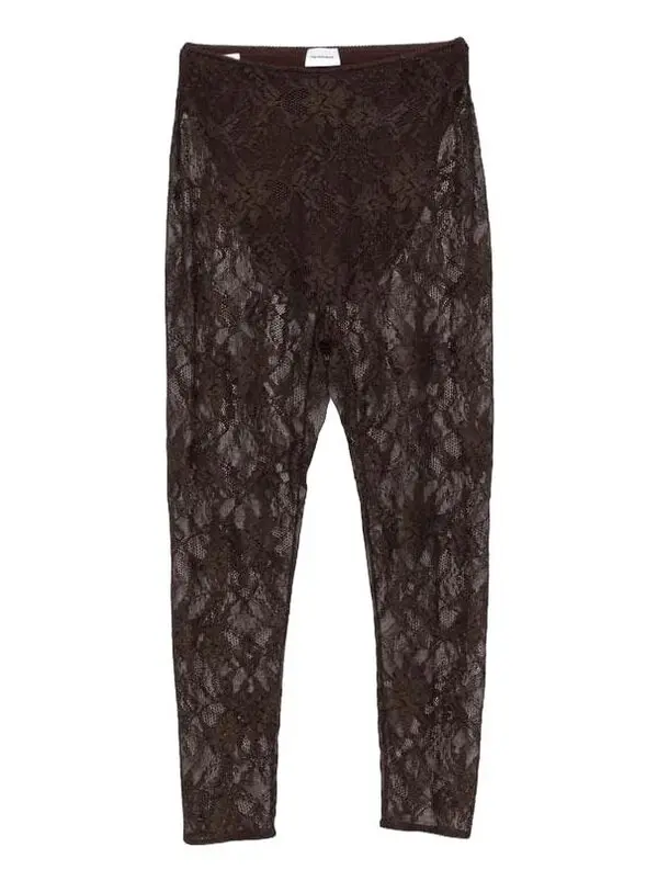 Andamane Cropped Lace Leggings - Brown