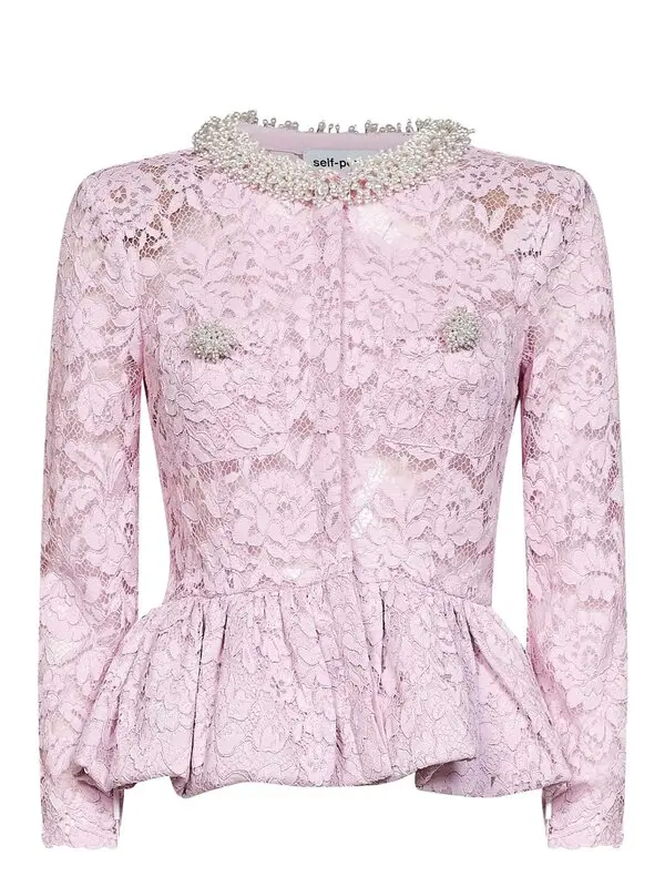 SELF-PORTRAIT Lace Peplum Top - Multicolor