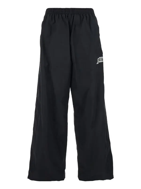 Balenciaga Black Cotton Blend Pants With Elastic Waist And Logo For - Multicolor