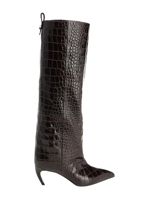 Attico Lea' Crocodile-effect Boot - Brown