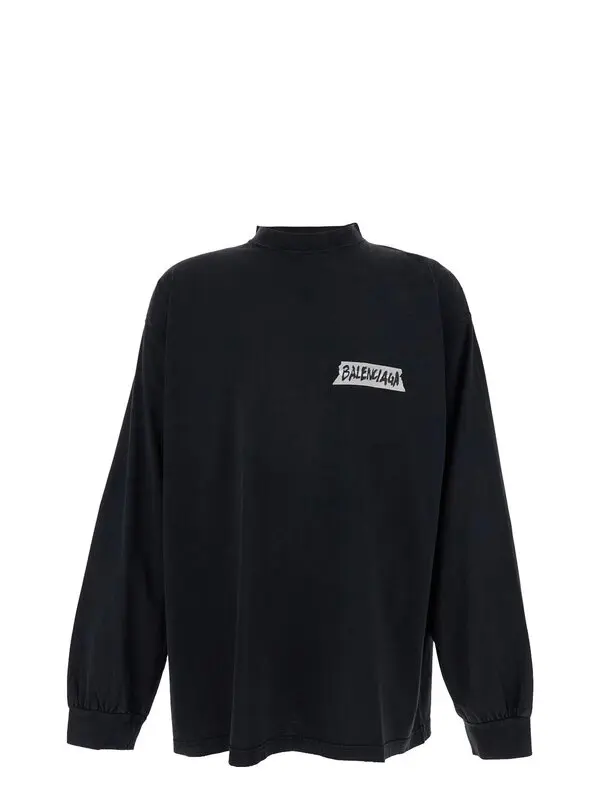 Balenciaga Black Cotton Sweatshirt With Logo On Front And Back For - Multicolor