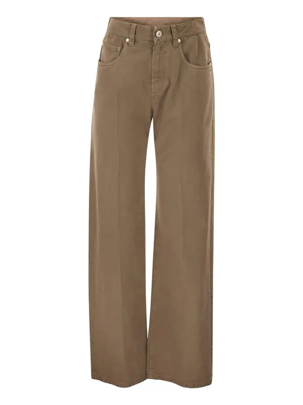Brunello Cucinelli Contemporary Loose Trousers In Dyed Denim - Brown