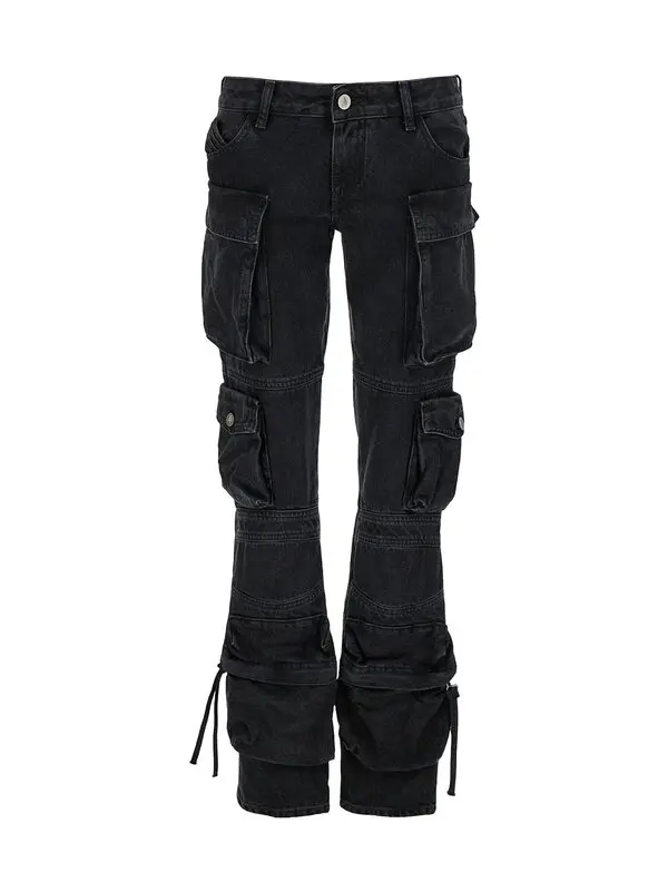 Attico Essie' Fitted Jeans With Cargo Pockets In Denim - Black