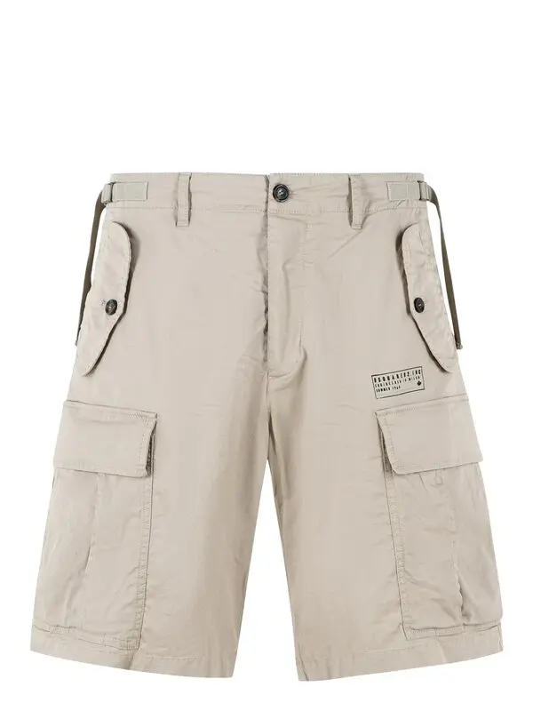 Dsquared2 Cotton Cargo Bermuda Shorts - Cream