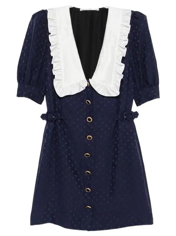 Alessandra Rich Ruffled Collar Mini Dress - Blue
