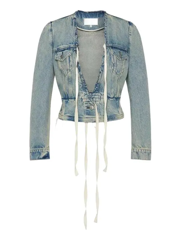 MAISON MARGIELA Jacket With Raw-cut Hem - Blue