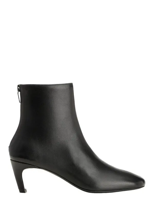 TOTEME Leather Ankle Boots - Black