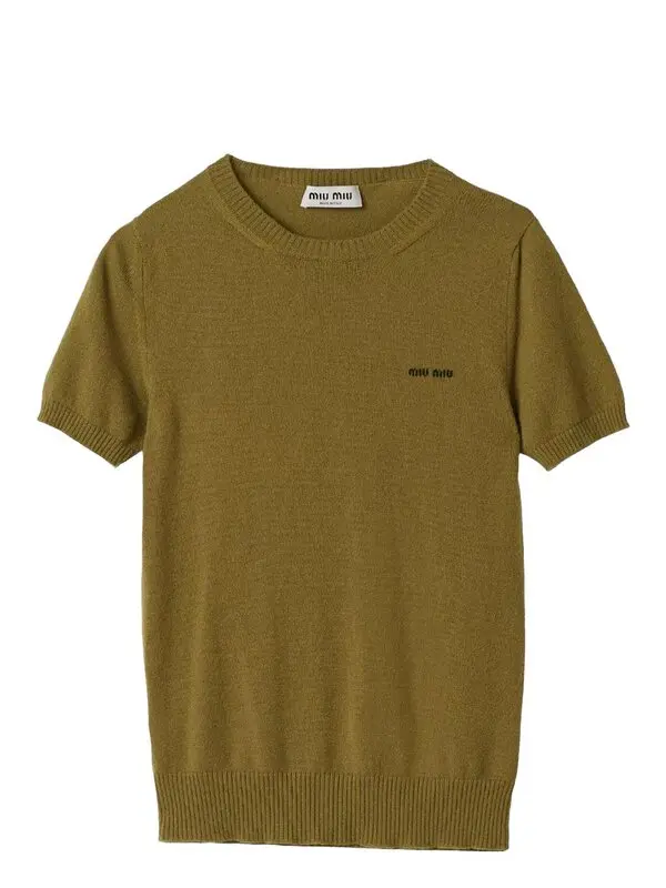 Miu Miu Cashmere Crew Neck Pullover - Green
