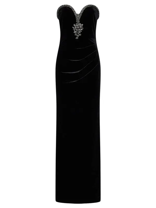 SELF-PORTRAIT Crystal-embellished Velvet Bustier Dress - Multicolor