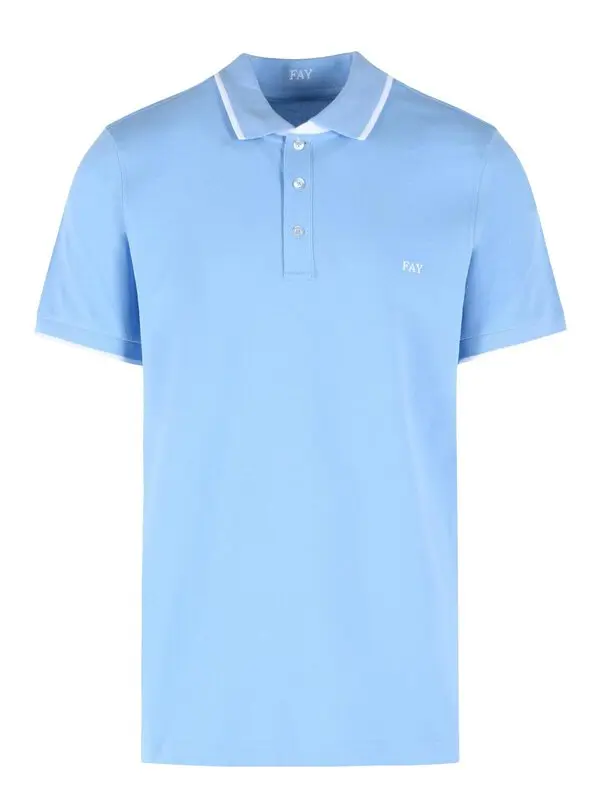 FAY Light Stretch Cotton Polo Shirt - Blue