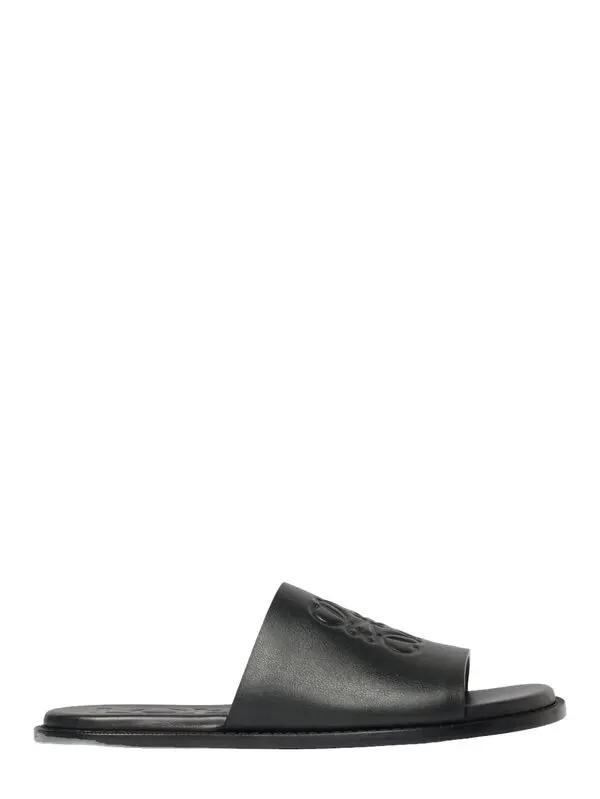 Loewe Anagram Flex Leather Sandals - Black