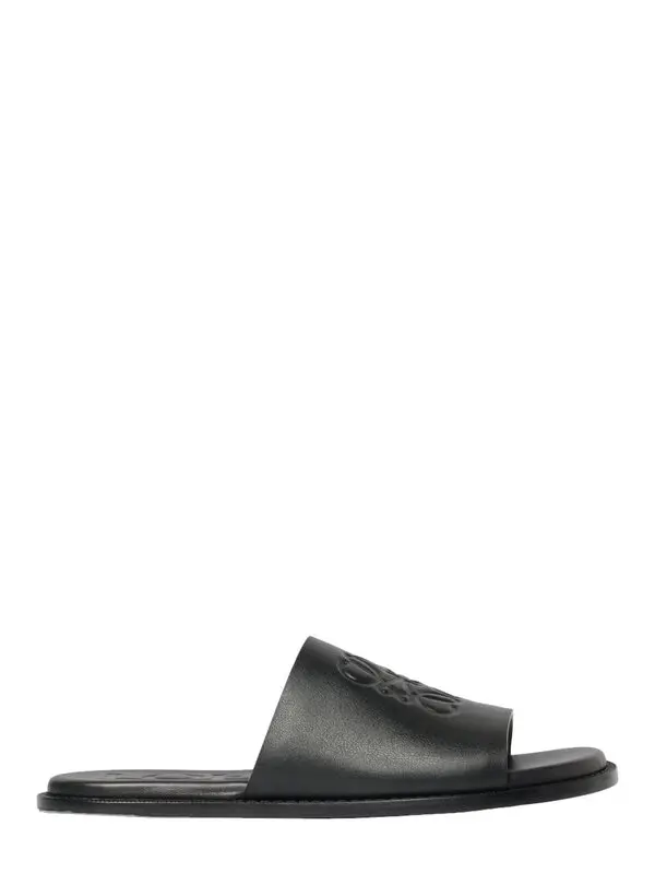 Loewe Anagram Flex Leather Slides - Black