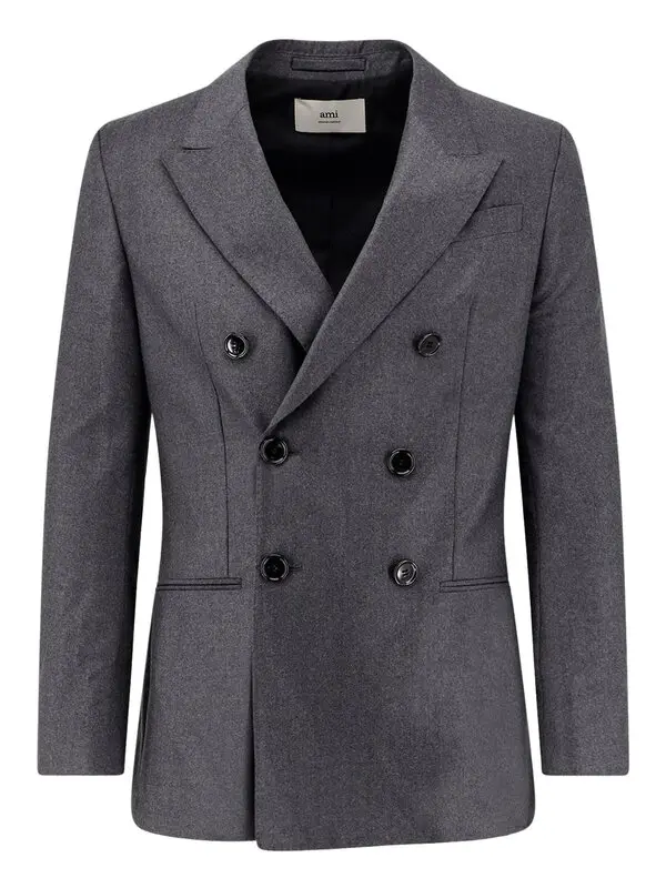AMI Paris Double-breasted Virgin Wool Blazer - Multicolor