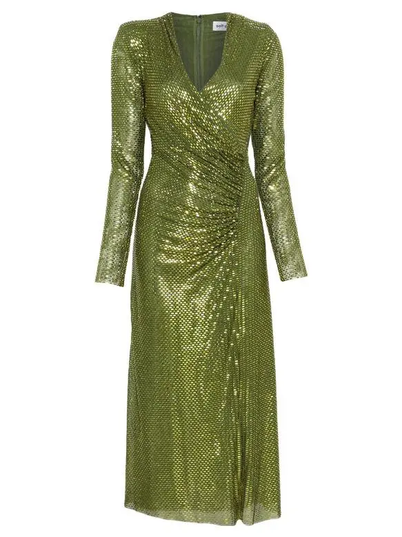 SELF-PORTRAIT Embellished Midi Dress - Green