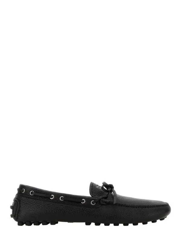 Prada Leather Driver Boat Shoes - Black