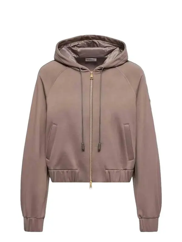 Moncler Zip-up Hooded Cardigan - Brown