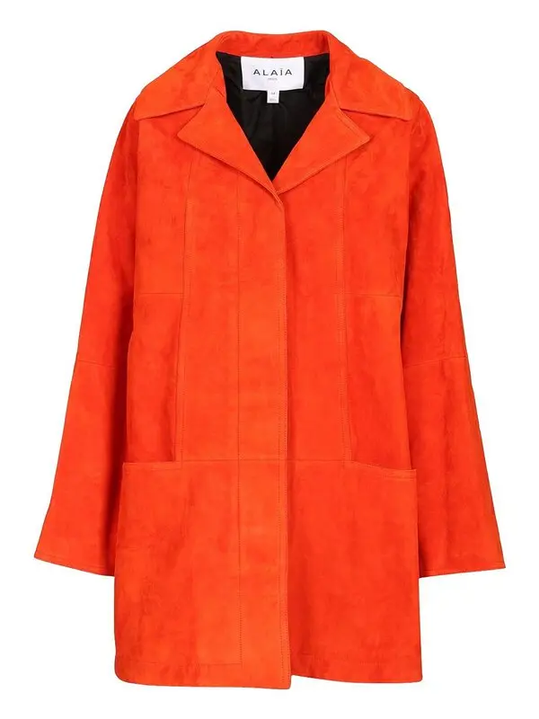 Alaïa Trapeze Suede Coat - Red