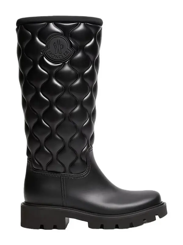 Moncler Quilted Logo Patch Boots - Black