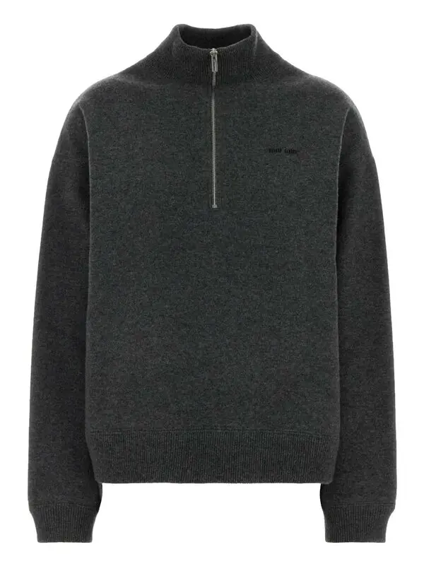 Miu Miu Cashmere Pullover With Half Zip - Gray