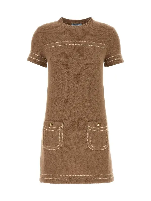 Prada Cashmere Mini Dress - Brown
