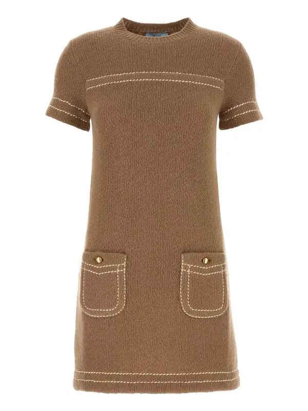 Prada Cashmere Mini Dress - Brown