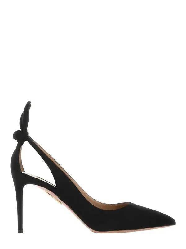 AQUAZZURA Suede Bow Tie 85 Pumps - Black