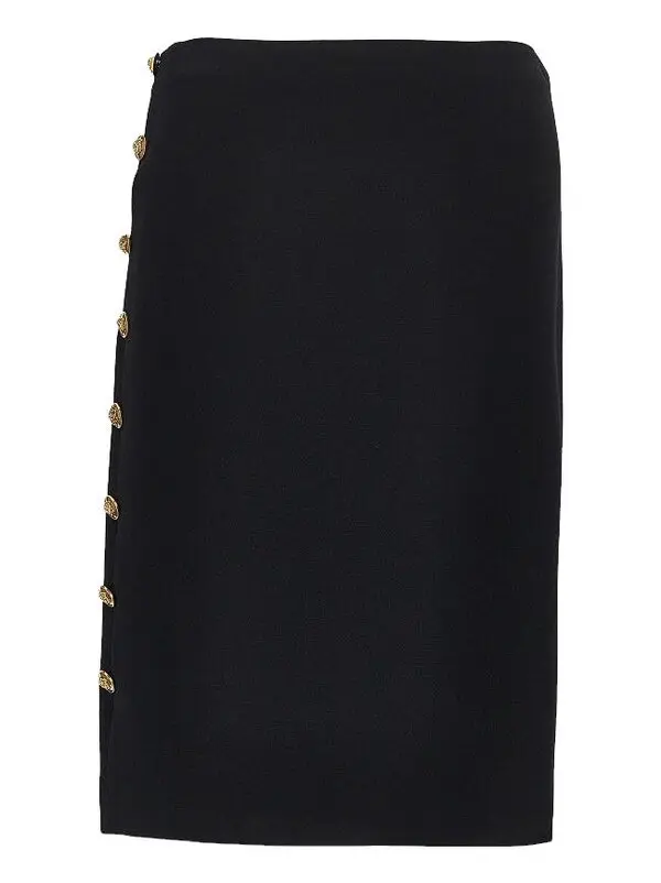 Versace Stretch Viscose Skirt With Medusa Buttons - Black