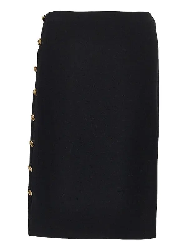 Versace Stretch Viscose Skirt With Medusa Buttons - Black